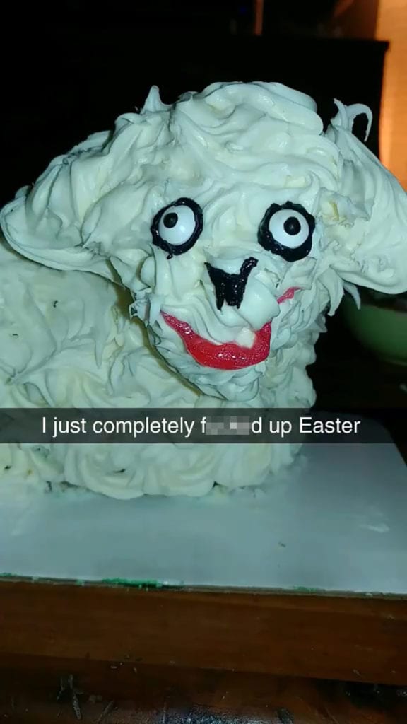 Woman tries to fix a cake she bought for Easter and failed the holiday