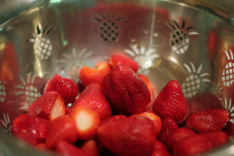Apparently, when you put strawberries in salt water, tiny bugs crawl ...