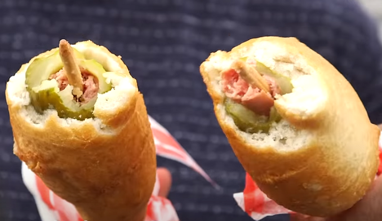 The Dilly Dog: a baseball-stand born dill pickle-stuffed corn dog ...