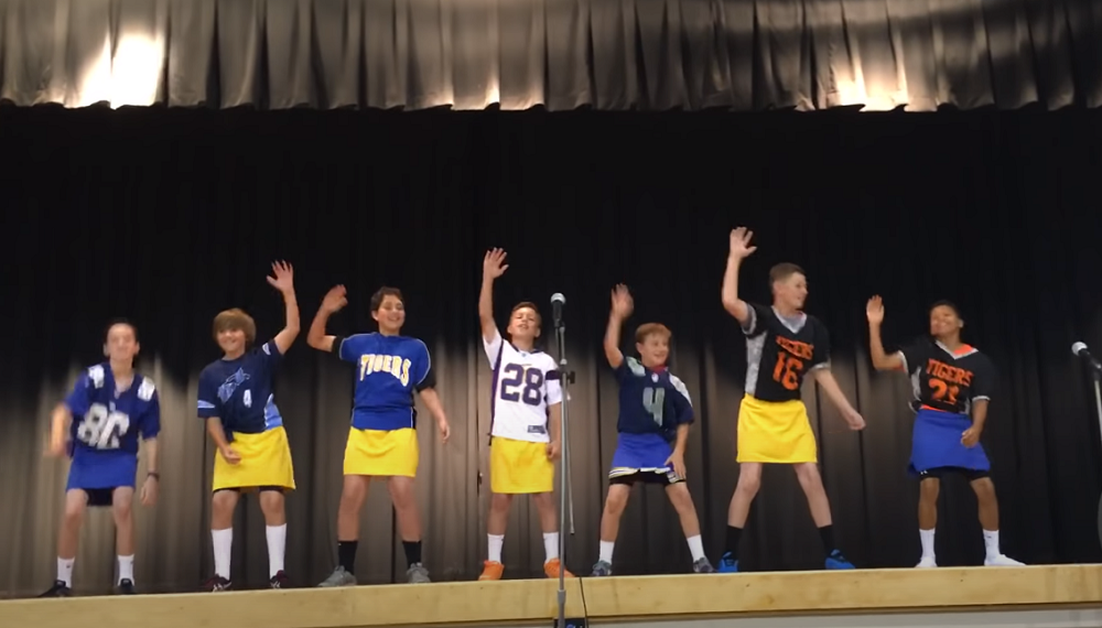 5th grade boys line up for talent show dance that won’t be forgotten