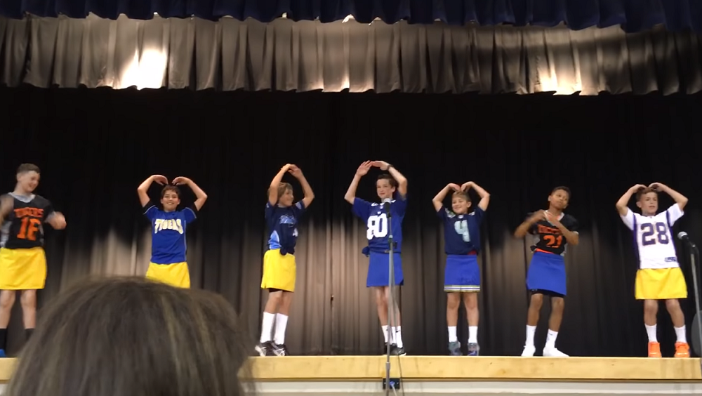 5th grade boys line up for talent show dance that won’t be forgotten