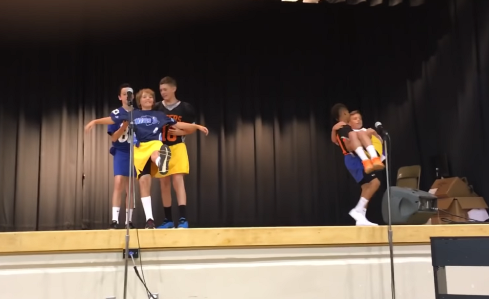 5th grade boys line up for talent show dance that won’t be forgotten