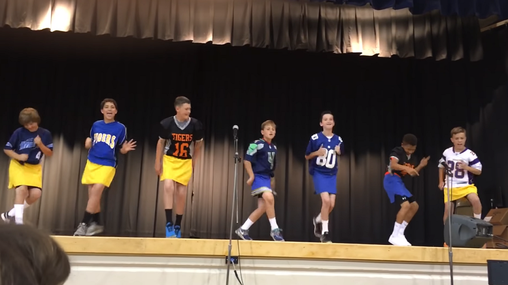 5th grade boys line up for talent show dance that won’t be forgotten
