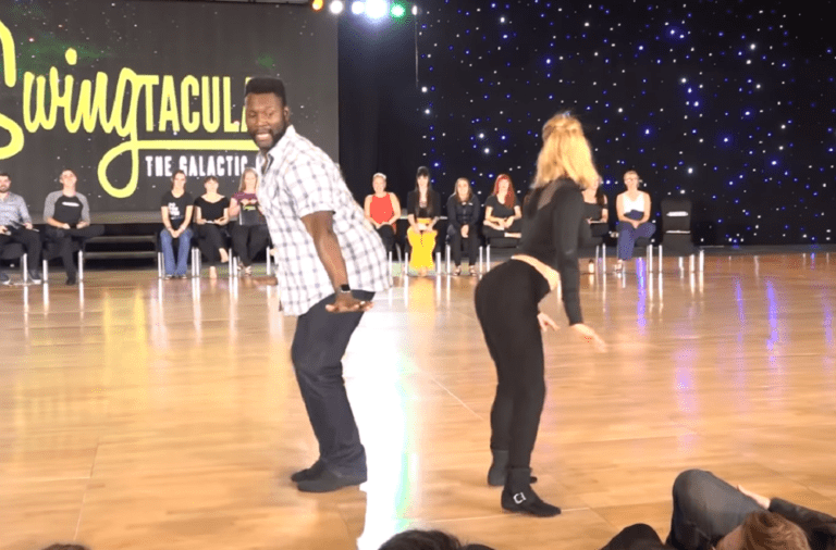 Spectacular duo makes up swing dance on the spot and the crowd loves ...