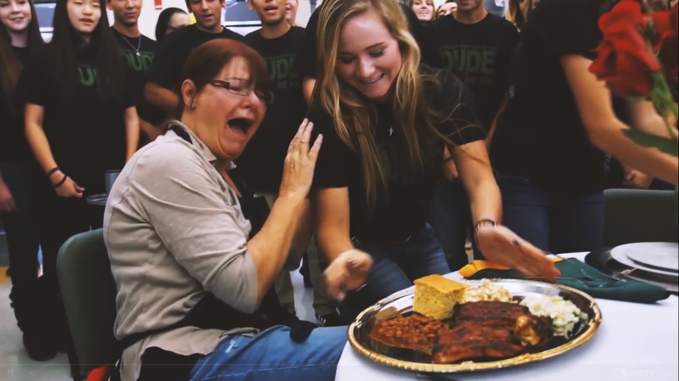 Students turn the tables on food service worker