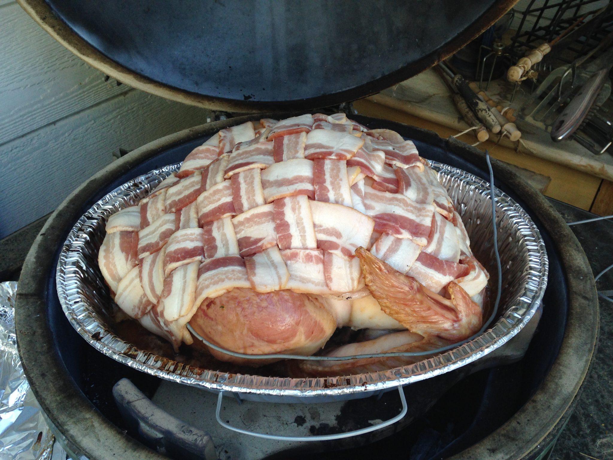 Kick Thanksgiving up a notch this year with bacon wrapped turkey
