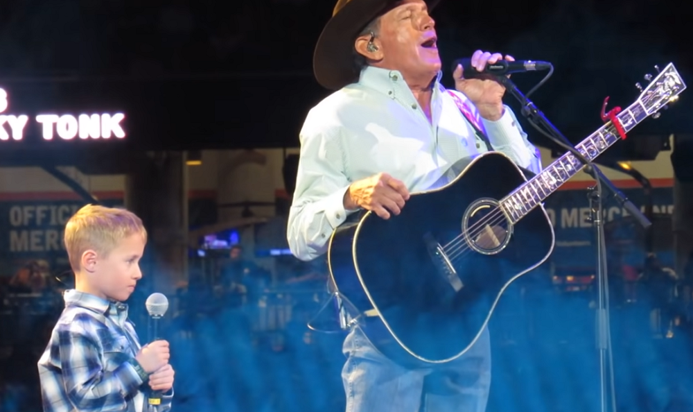 George Strait beautifully sings “God and Country Music” with grandson