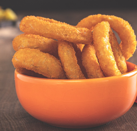 Line the inside of an onion with cheese then dump it in the fryer for ...