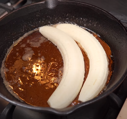 Woman Shows How To Make Heavenly Upside Down Banana Cake