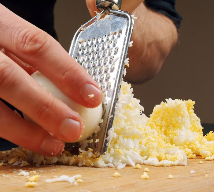 Grate a hard-boiled egg for this fun and yum spin on breakfast