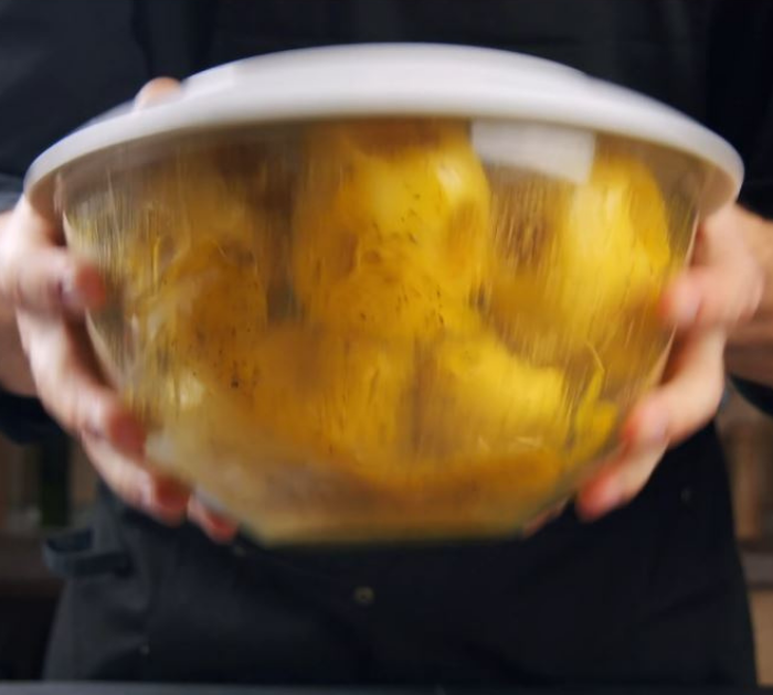 Man scoops chunks out of his spuds for delicious potato meal