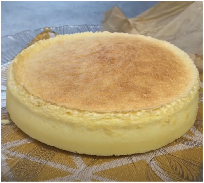 Woman mixes three simple ingredients to make delicious Japanese cheesecake
