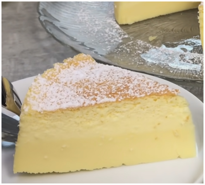 Woman mixes three simple ingredients to make delicious Japanese cheesecake
