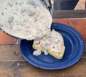 Cowboy shares delicious old-fashioned biscuits & gravy recipe