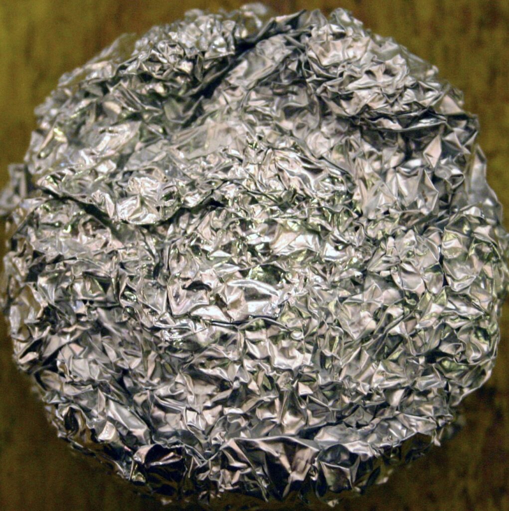 There’s one side of aluminum foil that shines more than the other. Here ...