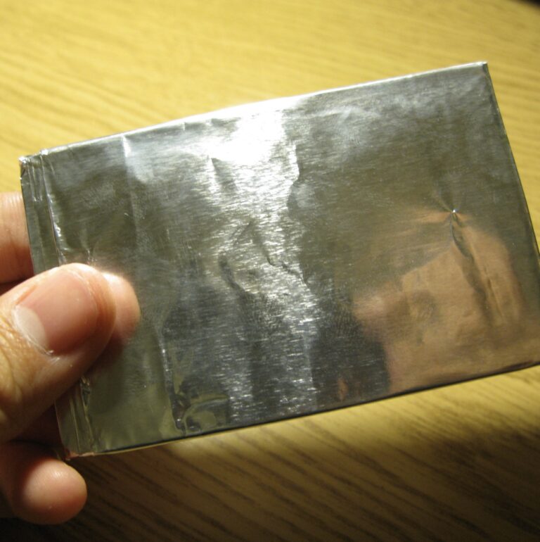 There’s one side of aluminum foil that shines more than the other. Here ...